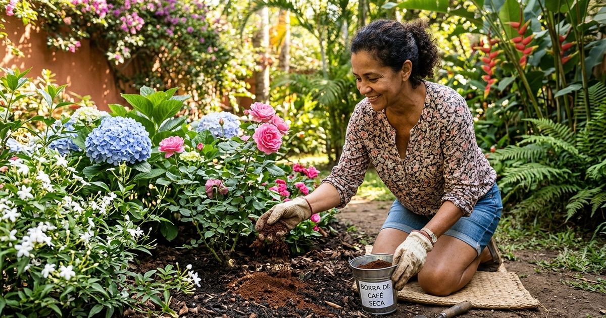 Rosa, hortênsia e jasmim prosperam quando um único resto de cozinha é ...