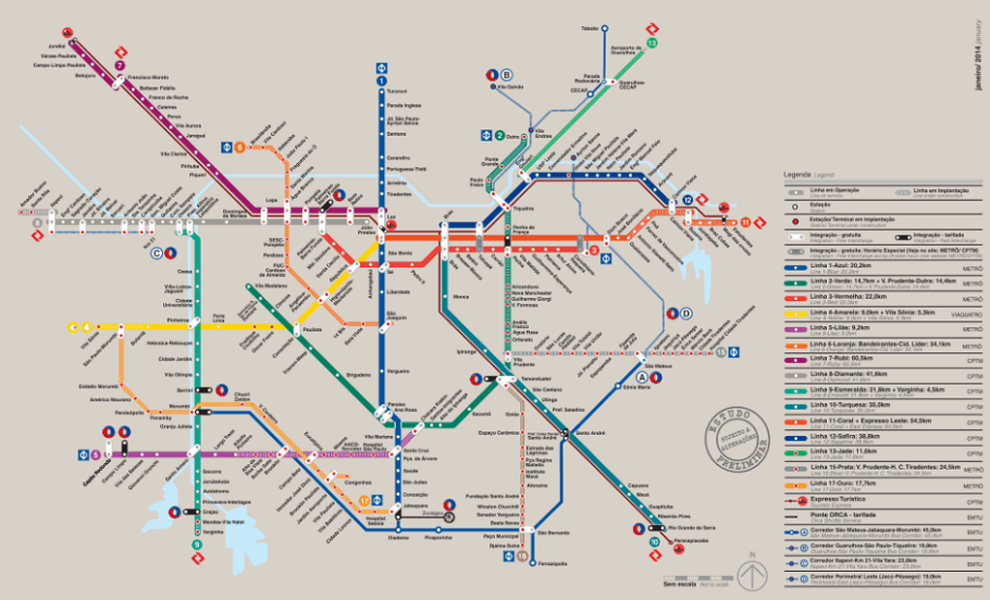 Veja o desenho do metrô de São Paulo para 2021