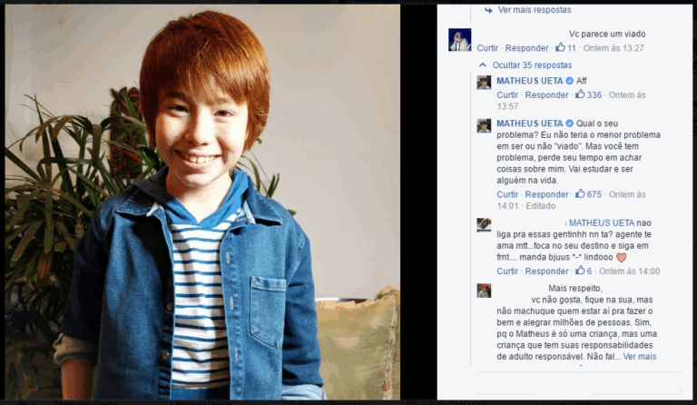 Matheus Ueta é chamado de 'viado' e responde da forma mais linda possível