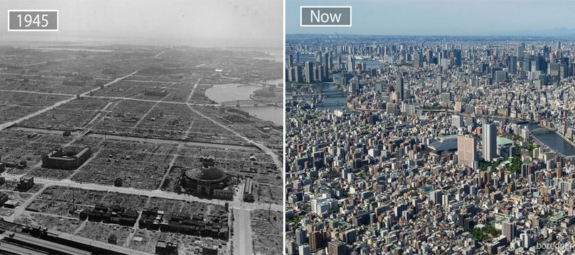 Antes e depois de cidades em torno do mundo