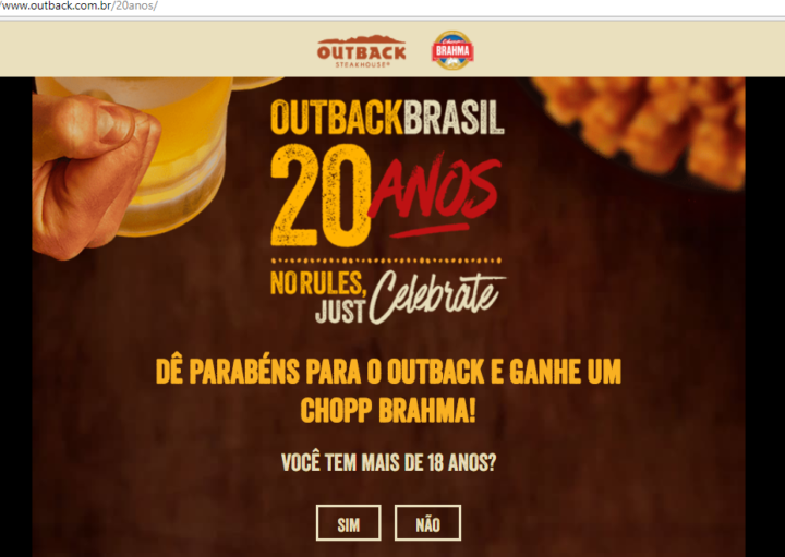 Outback tem chope de graça para comemorar aniversário de 20 anos
