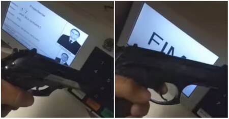 Homem vai votar no Bolsonaro e aperta tecla 'confirma' com arma
