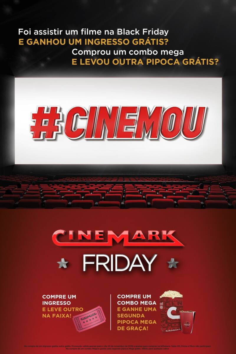 Cinemark terá dose dupla de ingresso e pipoca na Black Friday