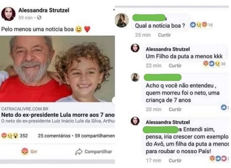 Lula processa mulher que comemorou a morte de seu neto