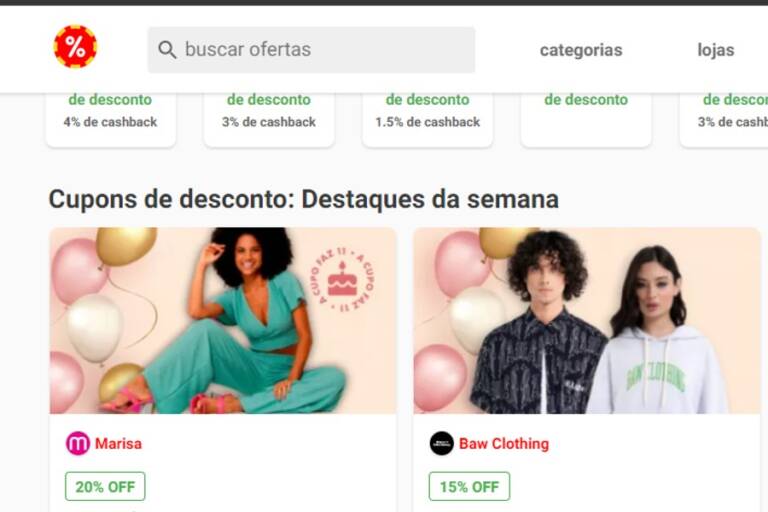 Cuponeria oferece cupons com até 80% de desconto