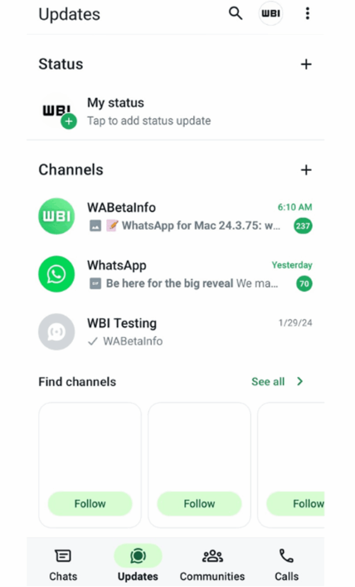 Aba específica do WhatsApp ganha novo visual; veja como vai ficar