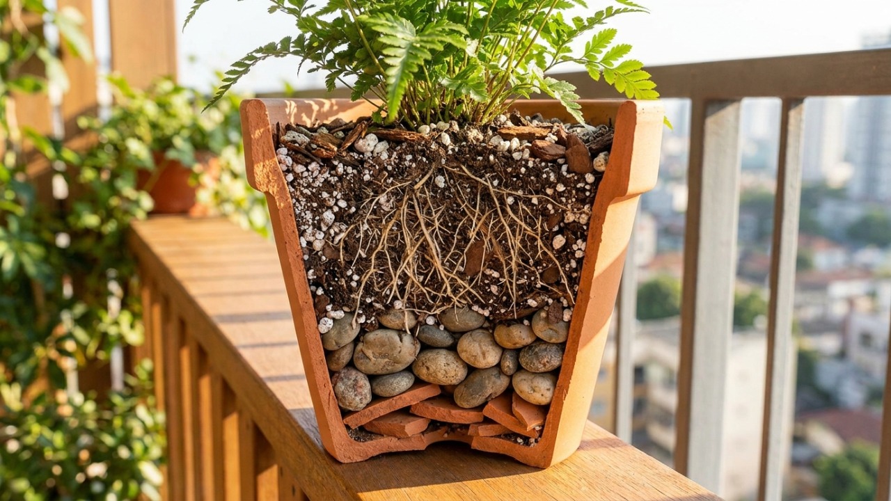 O fim das plantas afogadas no vaso: o detalhe no fundo muda tudo antes ...